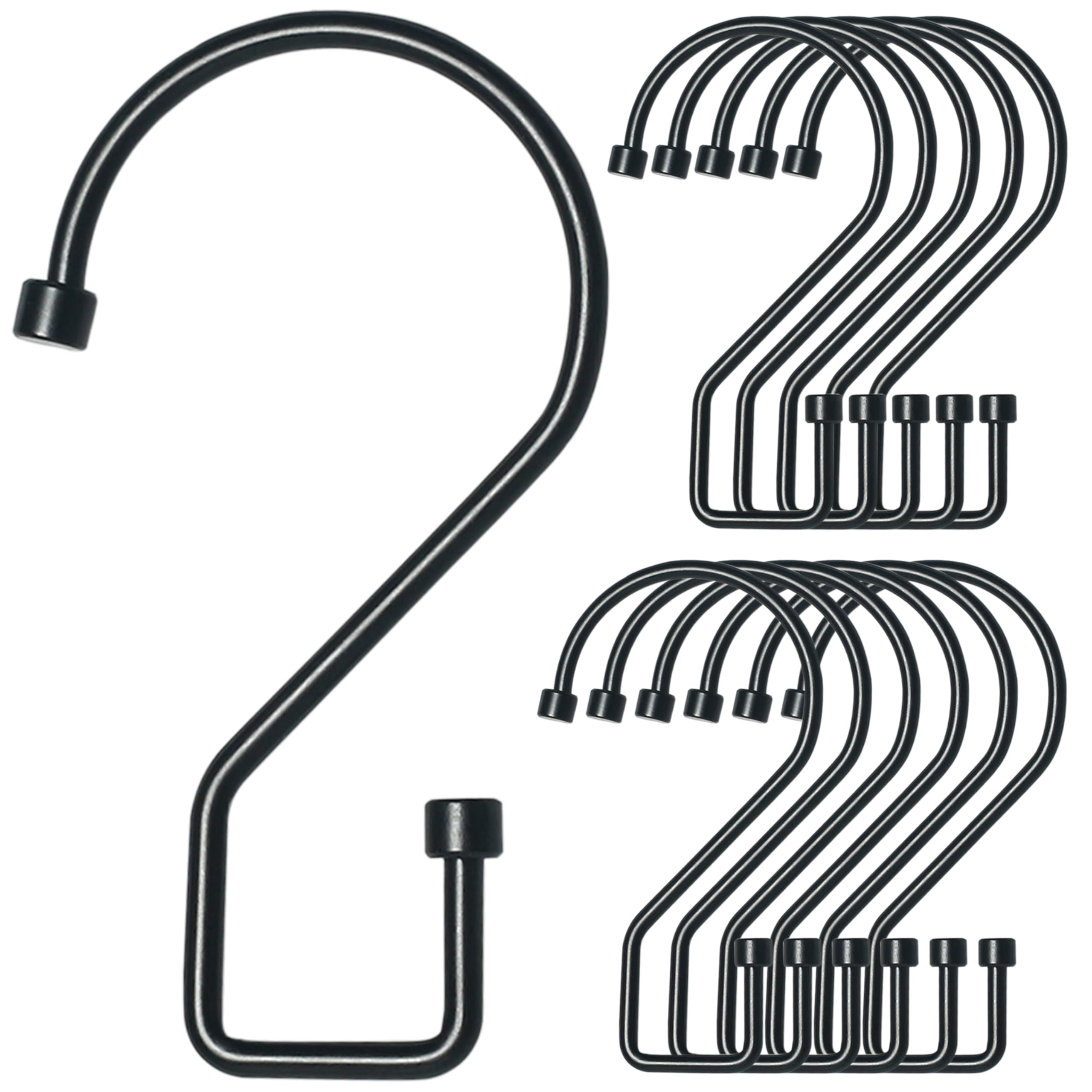 ANIASOM 12Pcs S Hooks Hanging 4 inch Heavy Duty Large S Hooks, Reversible Black Metal S Shaped Hooks, Utility Hooks, Heavy Duty Hanging Hooks for Kitchen, Bathroom, Garden, Indoor, Outdoor