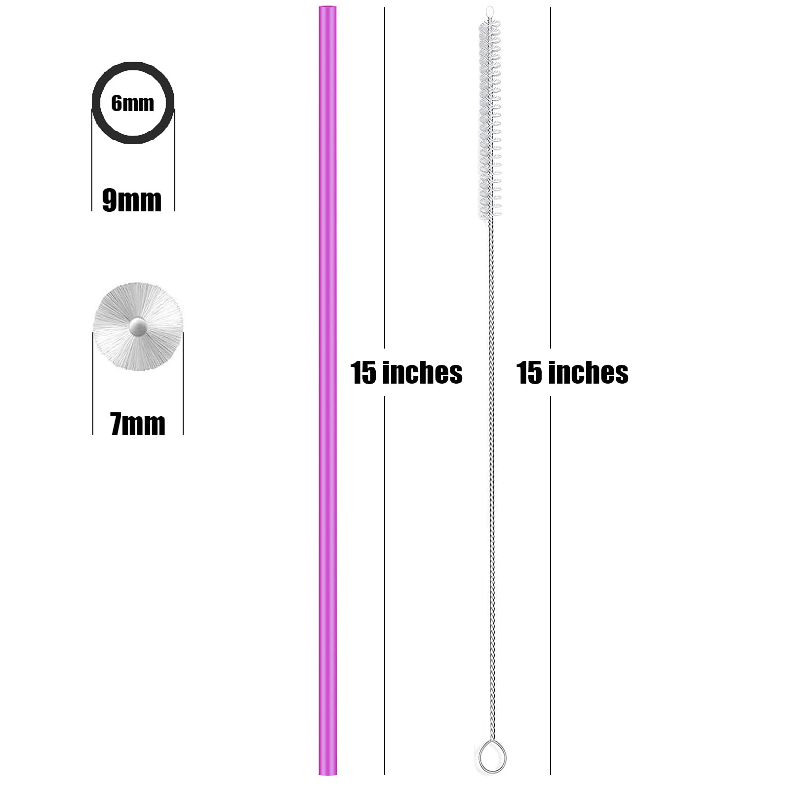 ALINK 15 inch Extra Long Reusable Silicone Straws, 4-Pack Flexible Straws for Stanley 40 oz Tumbler, 1 Gallon Water Bottles, 128 64 30 oz Jug Cup with Cleaning Brush