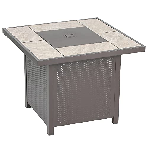 BALI OUTDOORS 32-Inch Outdoor Propane Gas Fire Pit Table, 50,000BTU FirePit, Brown