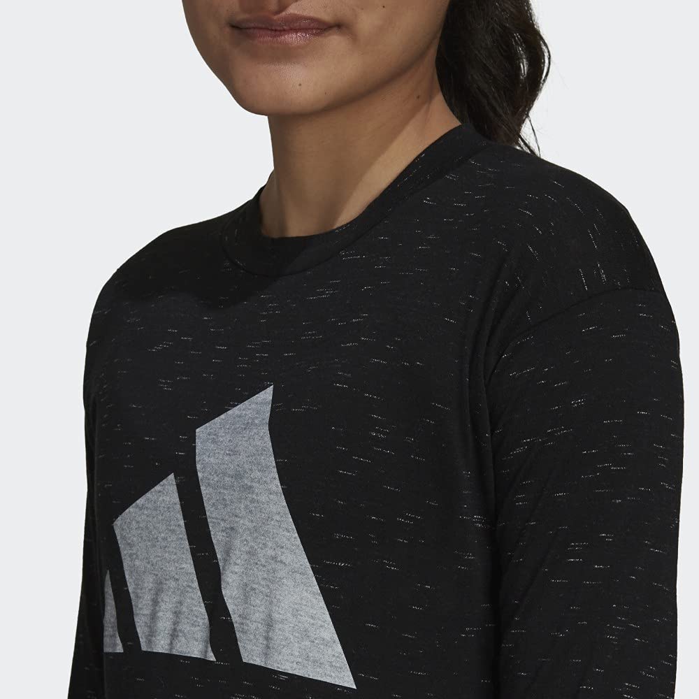 adidas Women's Sportswear Winners 2.0 Long Sleeve, Black Melange, Large