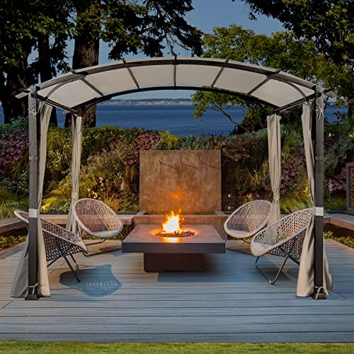 Joyside 11'x11' Outdoor Pergola with Sidewalls - Arched Top Outdoor Pergola with Metal Steel Frame and Textilene Top Canopy, Ideal for BBQ Party & Family Gathering, Grey Top