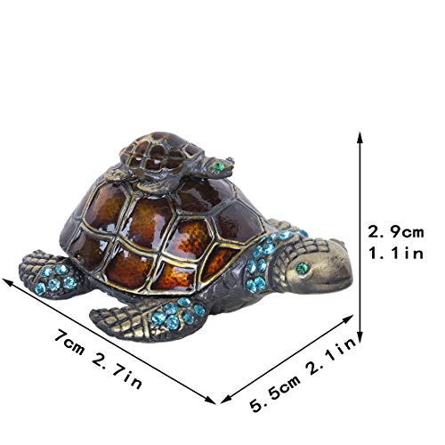 YU FENG Mother and Baby Turtle Figurines Jewelry Trinket Boxes Hinged Collectible Figurines