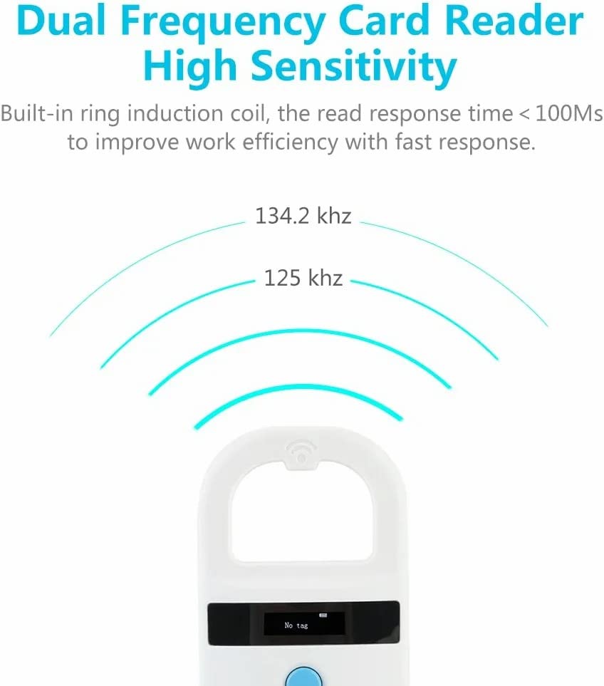 Animal Chip ID Scanner Dog Microchip Reader with OLED Display Screen Supports FDX-B(ISO11784/11785) and EMID Microchips