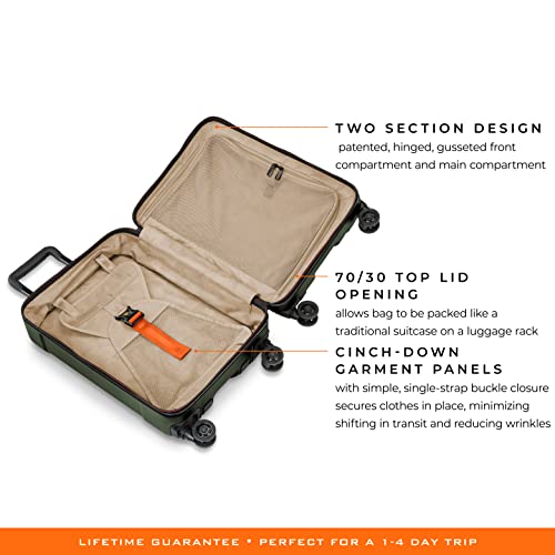 Briggs & Riley Torq Hardside Carry On Luggage with Spinner Wheels 22 inch. USB Charging Port, TSA-Friendly Locks, Easy Access Hinged Front Pocket, Green