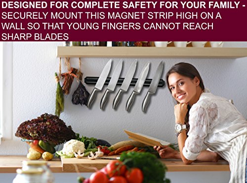 SUMPRI Magnetic Knife Holder (15 Inch X Set Of 4) Magnetic Knife Strip -Strong Powerful Knife Rack Storage Display Organizer-Securely Hang Your Knives On a Multipurpose Kitchen Bar-Safe, Easy Install
