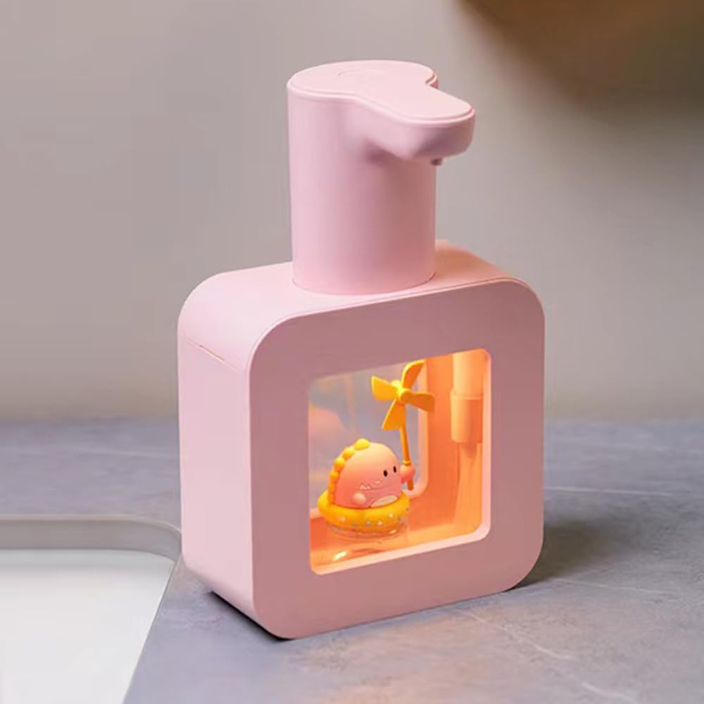 AMYESE Cute Automatic Soap Dispenser - Kids Touchless Pink Hand Soap Dispenser,Wall Mount Waterproof USB Rechargeable, 13.5oz/ 400ml for Bathroom Countertop, Kitchen, Office, Hotel, Preschool Children
