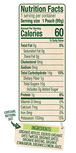Sprout Organic Stage 2 Baby Food Pouches, Apple Oatmeal Raisin with Cinnamon, 3.5 Ounce (Pack of 6)
