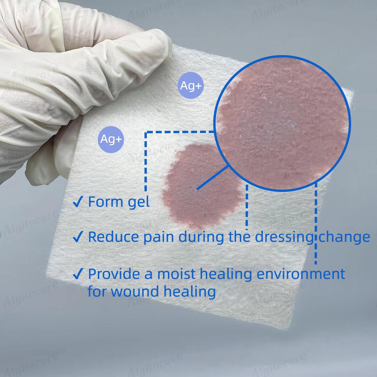 Algitocare Ag Silver Calcium Alginate Wound Dressing - 4"x4"(Pack of 10) with 2"x2"(Pack of 10)