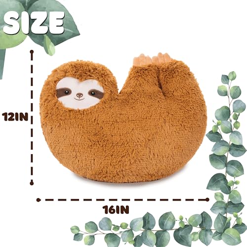 AmyToo Plush Sloth Pillow 16 inch Soft Sloth Plush Toy Stuffed Animal Squishy Neck Pillow Hugging Sloth Room Decoration Birthday Gifts for Toddlers