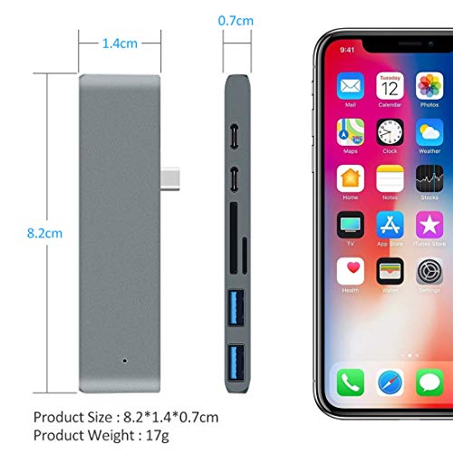 7 in 1 Dongle USB C Hub Adapter with 4K HDMI USB 3.0 Ports Type C SD Card Readers for Laptops Fast Charging (Silver)