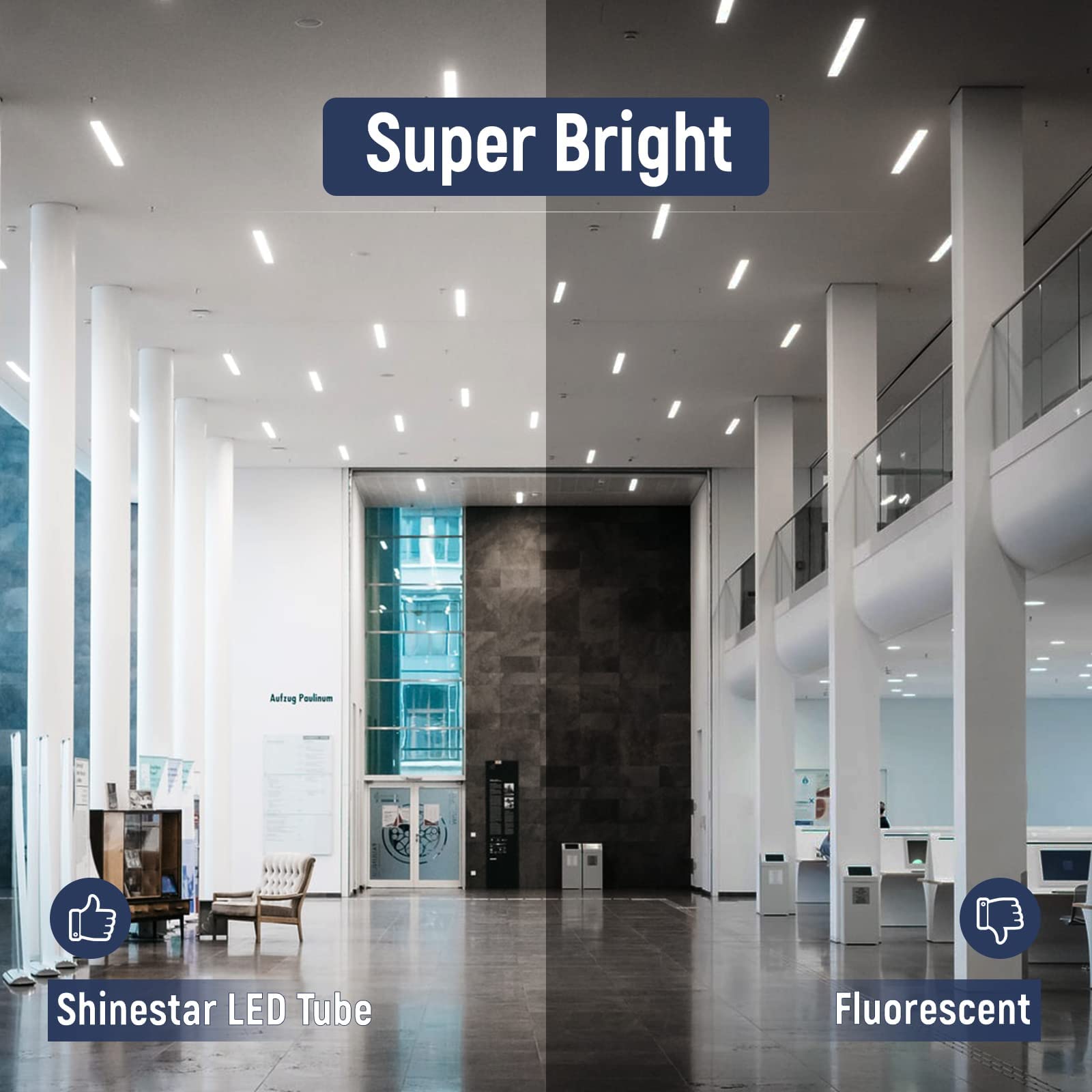 SHINESTAR 12-Pack LED Shop Light 8FT, 72w 9000LM 5000K Daylight, Linkable T8 Tube Lights for Garage, Workshop, Basement, Plug and Play