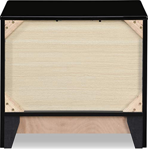 ClickDecor Hudson End Side Nightstand with 2 Drawers, Wooden Accent Table for Bedroom with Matte Chrome Handle, Black