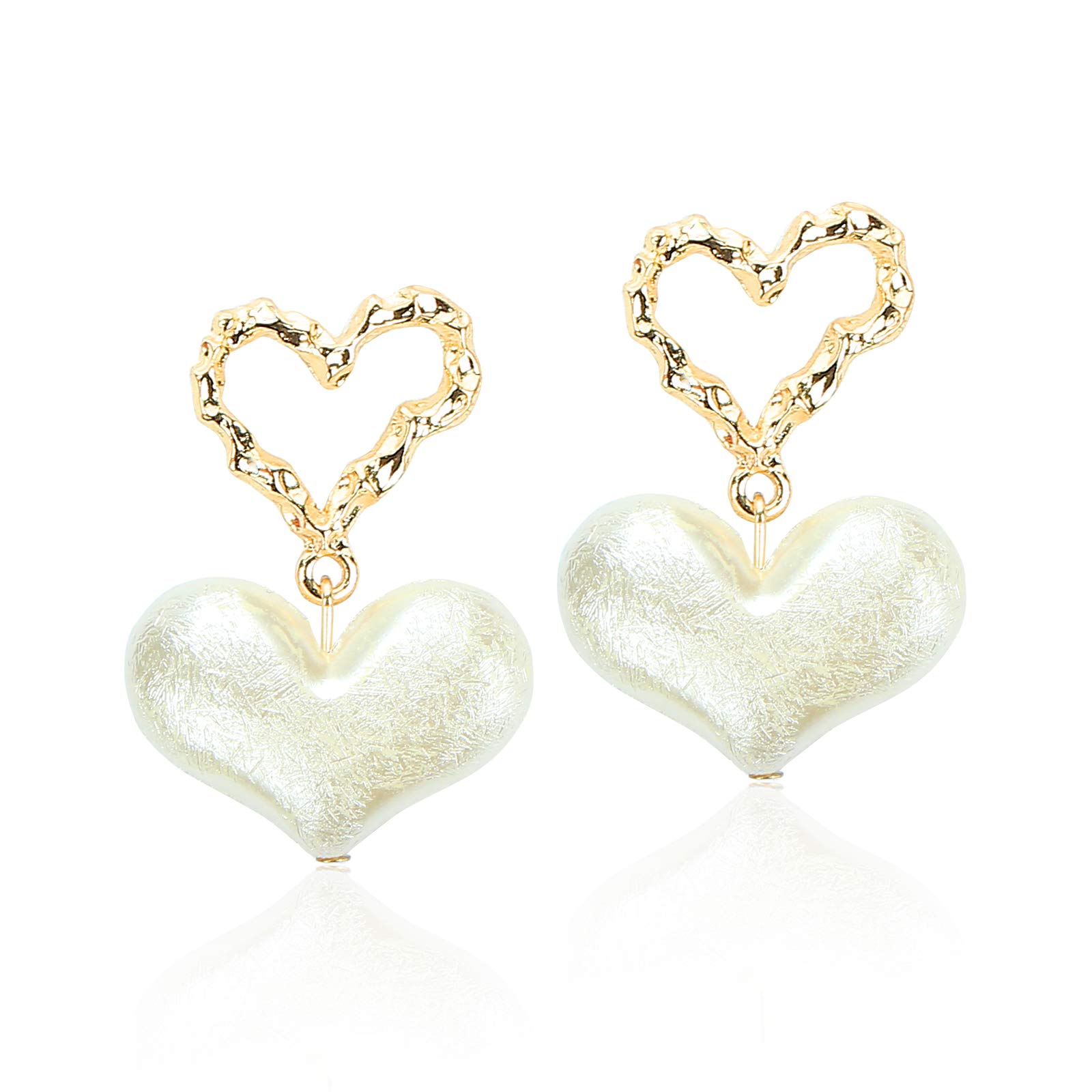 ADLSTIGH Heart Drop Earrings for Women, White Big Love Earring Jewelry Gift for Her, Mom and Friends + Gift Box For Free