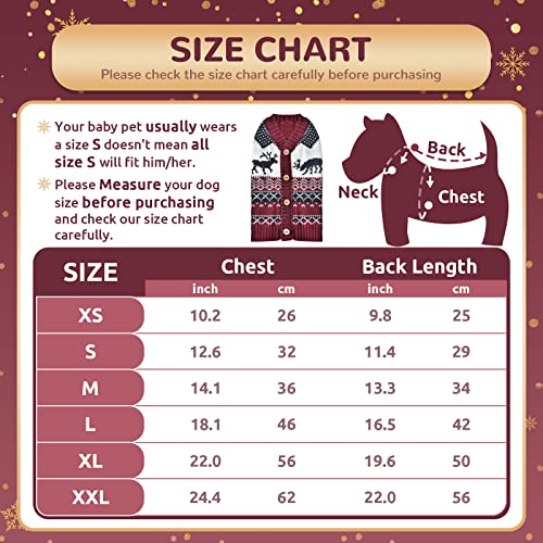 BAEJMJK Dog Christmas Sweater Xmas Pet Dog Turtleneck Clothes for Small Medium Large Dogs Soft Warm Puppy Cat Knit Jumper Dog Outfits Dog Pullover for Fall Winter Red Elk(A,2X-Large)
