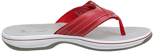 Clarks Women's Breeze Sea Flip-Flop, New Red Synthetic, 5