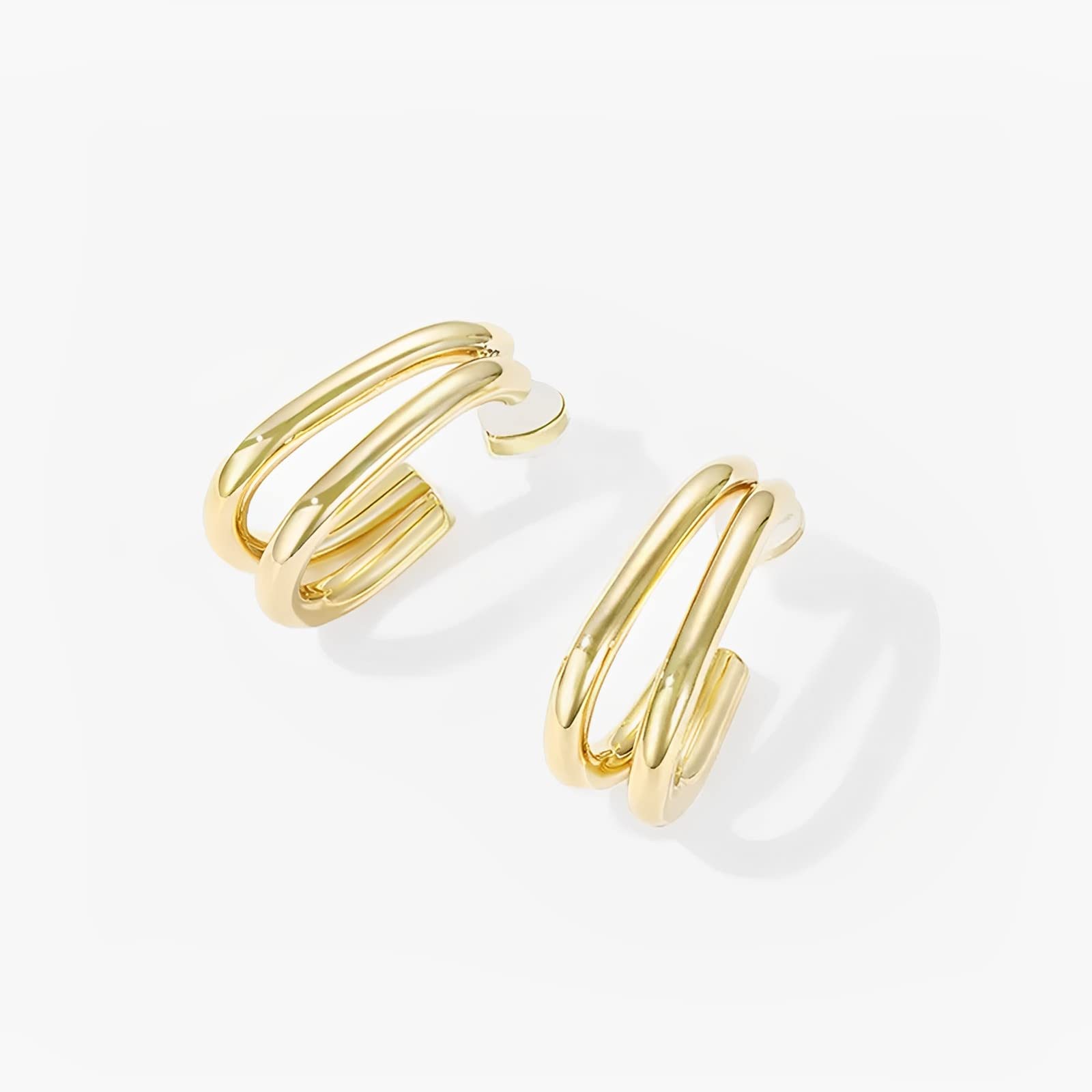 925 Sterling Silver Post Gold Double Arc Dangle Earrings for Women Girls Jewelry Gift