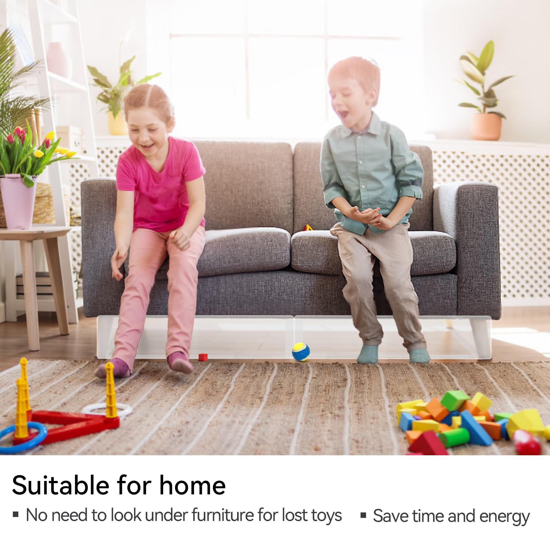 8 Pack Under Couch Blocker, 16in Long x 1.6in High Under Bed Blocker, Under Couch Guards with Cloth-Based Tape to Prevent Pets Toys from Getting Under Sofa Bed Furniture Gap