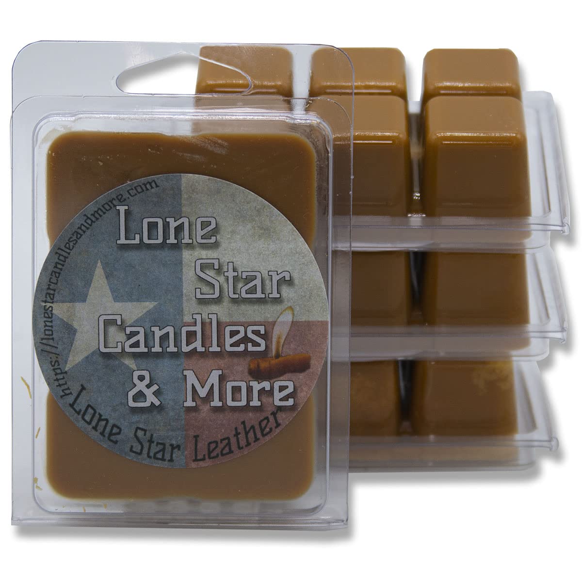 Leather Scented Premium Lone Star Candles & More's Hand Poured Wax Melts, Authentic Aroma of Genuine Leather, 24 Strongly Scented Wax Cubes, USA Made in Texas, 4-Pack