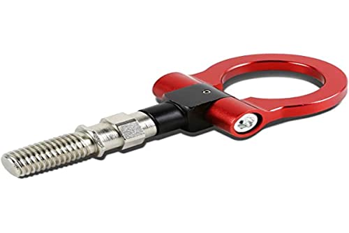 DNA THK-JDM-RD Red Aluminum Front/Rear Japanese Car Trailer Tow Hook Ring Kit - M18 x 2.5
