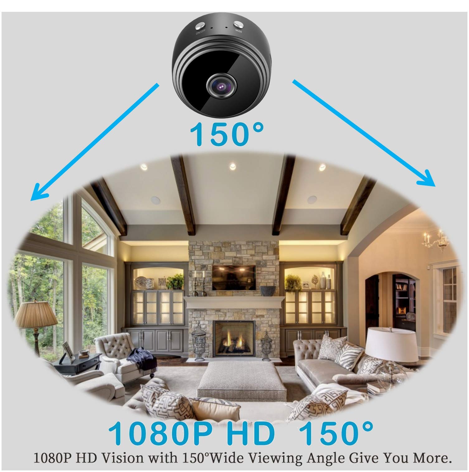 Mini Spy Camera Wireless Hidden Home WiFi Security Cameras with App 1080P, Bundle Night Vision Indoor Outdoor iPhone/Android Phone Small Nanny Cam for Cars etc