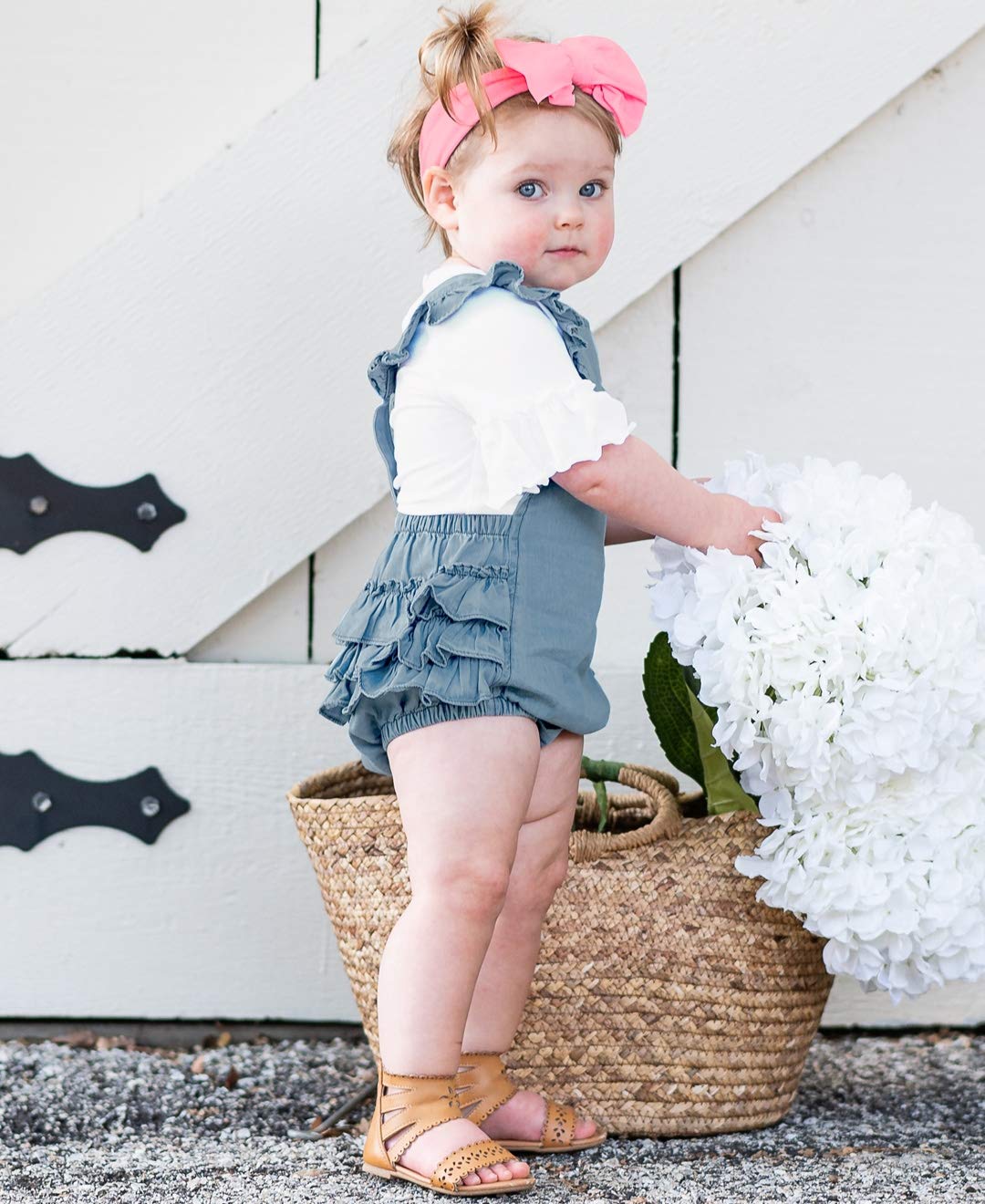 RuffleButts® Baby/Toddler Girls White Ruffle Sleeve Bodysuit - 18-24m