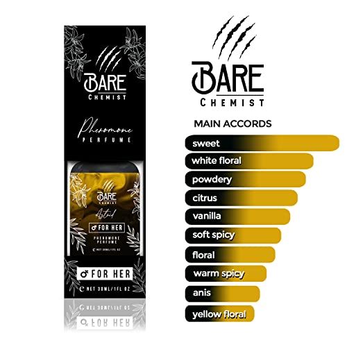 Bare Chemist Astrid Pheromone Perfume for Women [Attraction Formula] - Oil Perfume Infused with Pheromones for Her [Long Lasting Formula] 1oz. - Sweet, Vanilla, Floral, Spice