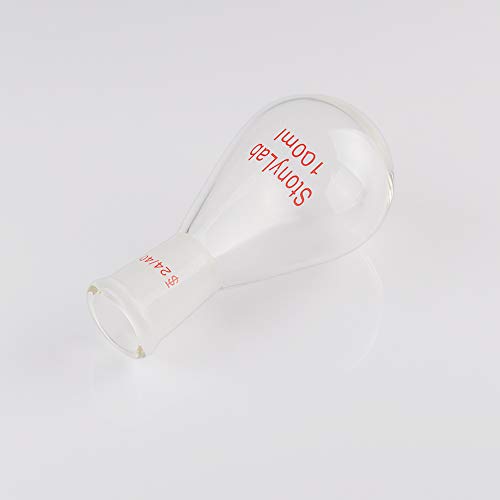 StonyLab Borosilicate Glass 100mL Heavy Wall Single Neck Recovery Flask Rotary Evaporator Flask, with 24/40 Outer Joint - 100mL