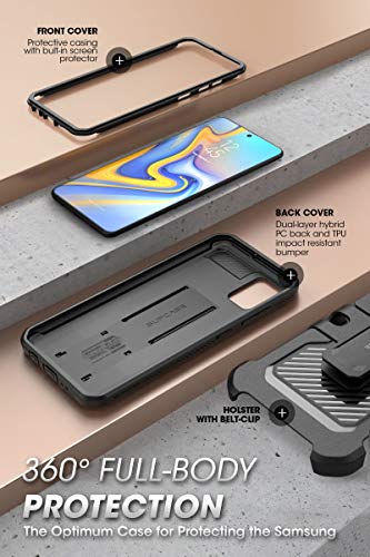 SUPCASE Unicorn Beetle Pro Series Designed for Samsung Galaxy A51 Case (Not Fit A51 5G Version), Full-Body Rugged Holster & Kickstand Case with Built-in Screen Protector (Black)