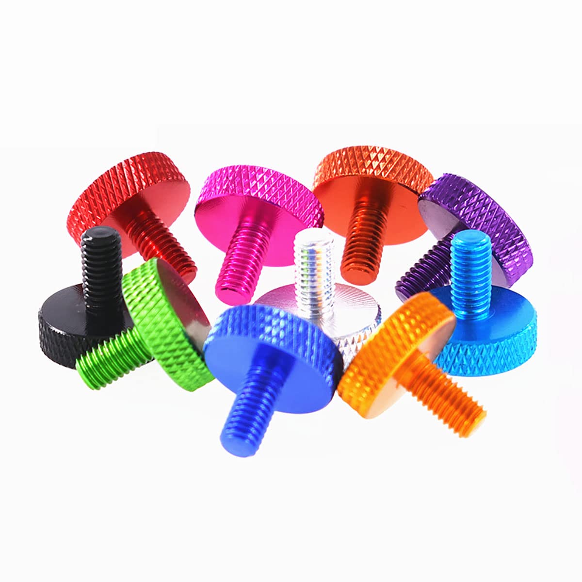 5pcs/lot M3 Knurled Colourful Aluminum Thumb Screws 5 6 8 10 12 16 20mm - 50mm Plain Head Hand Tighten Screws for Computer Case (Color : Orange, Size : 20mm)