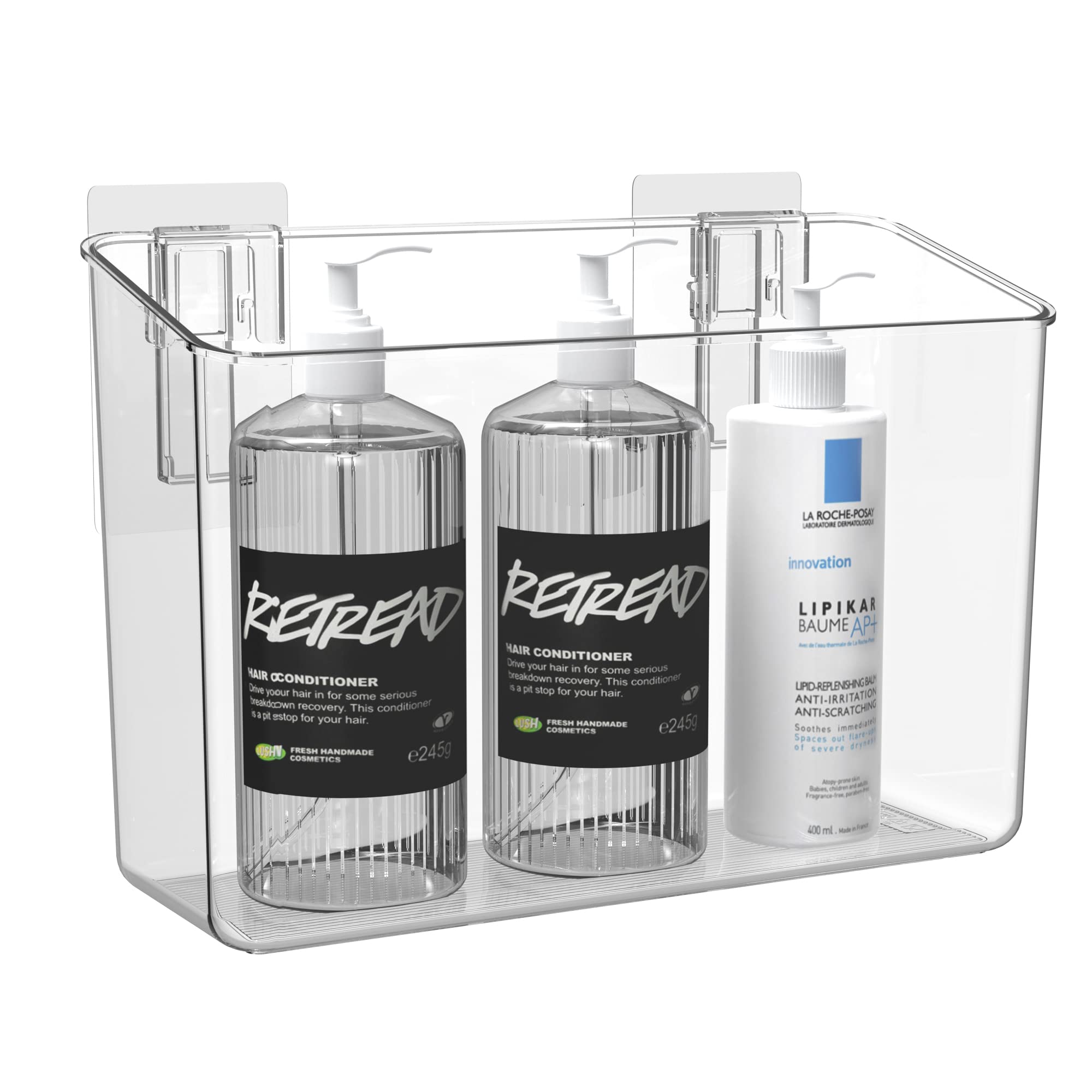 vacane Plastic Over Cabinet Door Organizer, Adhesive Mount Storage Organizer Container Makeup Organizer Hanging Basket Bins For Craft Room, Pantry, Office, Space Saving Holder for Kitchen Bags-L