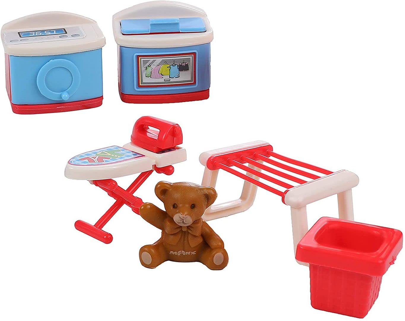 Beverly Hills Doll Collection Dollhouse Accessories Furniture and Accessory Set, All in one Bedroom, Kitchen, Laundry Room, and Bathroom 46 Piece Mega Set in a Storage Container