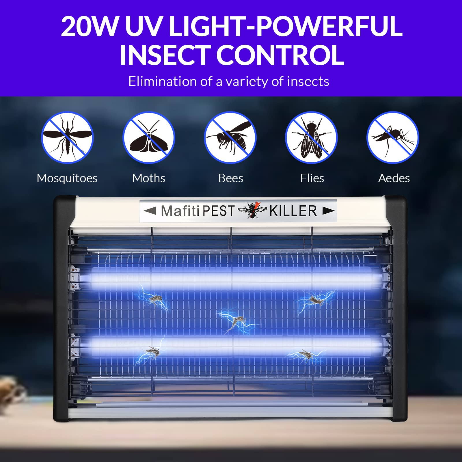 mafiti Bug Zapper Fly Traps Indoor Electric Mosquito Zapper Fly Killer Gnats Fruit Trap for Home Restaurants Kitchen Garden with 2 Replacement Bulbs Black