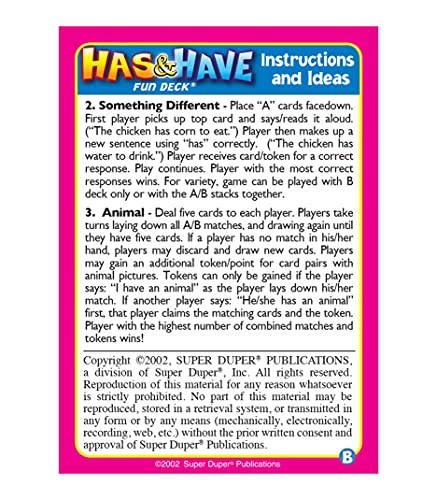Super Duper Publications | Has & Have Fun Deck | Language and Verb Form Development Flash Cards | Educational Learning Materials for Children