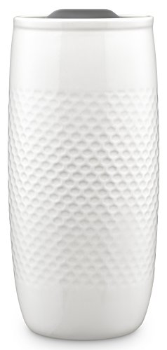Ello Mesa Double-Wall Ceramic Travel Mug with Slider Lid, Grey, 12-ounce (355 ml)