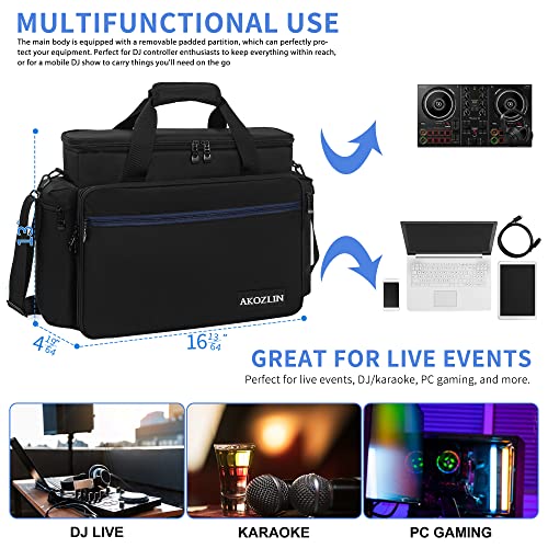 AKOZLIN Protector Gig Bag Controller Travel Shoulder Bag 16.2”×4.3”×13”Fits for AKAI MK3/Numark Party mix II/DDJ 200/Ableton push 2/Inpulse 200/Denon DJ PRIME GO