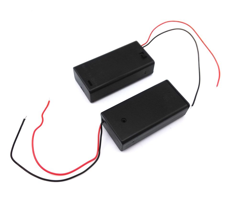 Honbay 10pcs 2AA Battery Holder Storage Case with Wires and On/Off Switch