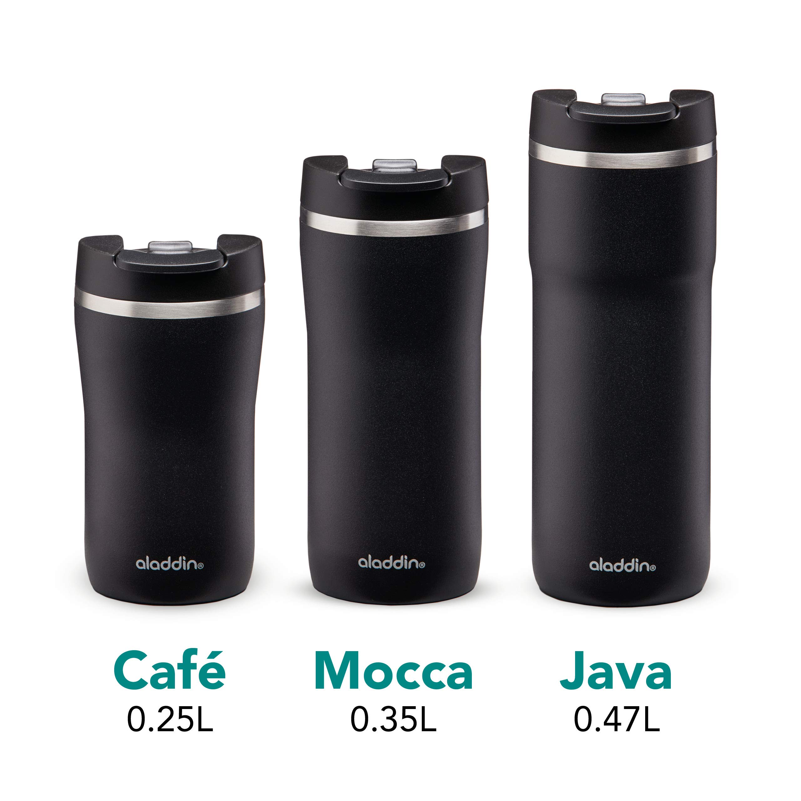 Aladdin Keeps Hot for 2.5 Hours-BPA-Free-Dishwasher Safe, Stainless Steel, Black, 0.25L