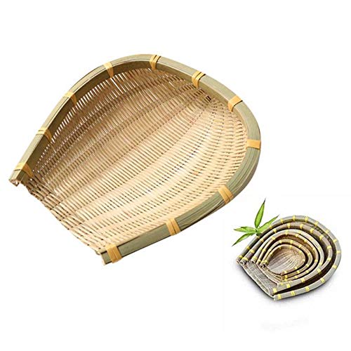 LEORSXCC Farm Bamboo Woven Basket, Open Bamboo Sieve, Hand-Woven, Dried Bamboo Basket