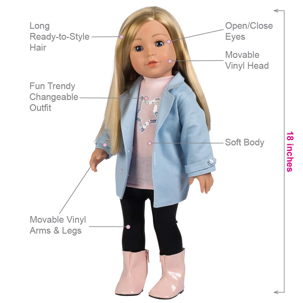 Adora Amazon Exclusive Fun Collection Amazing Girls 18β Baby Doll with Trendy and Changeable Outfit that Fits Most 18β Dolls, Made in Soft Vinyl Premium Material - Starlet Harper