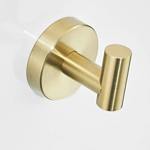 Beelee Gold Towel Hooks for Bathroom 4-Pack Wall Hooks Robe Hooks Brushed Gold Clothes Hooks in SUS 304 Stainless Steel ,BA19507BG-4