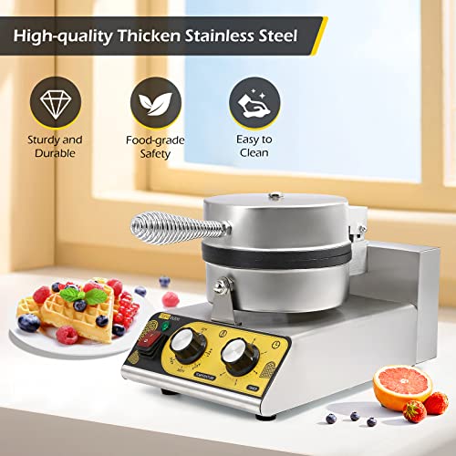 Dyna-Living Commercial Waffle Maker Heart-shaped Waffle Iron Machine 1200W Electric Waffle Machine for Home Use, Non-Stick Round Waffle Baker Maker with 122-482β Temp Range and Time Control (5-Heart)