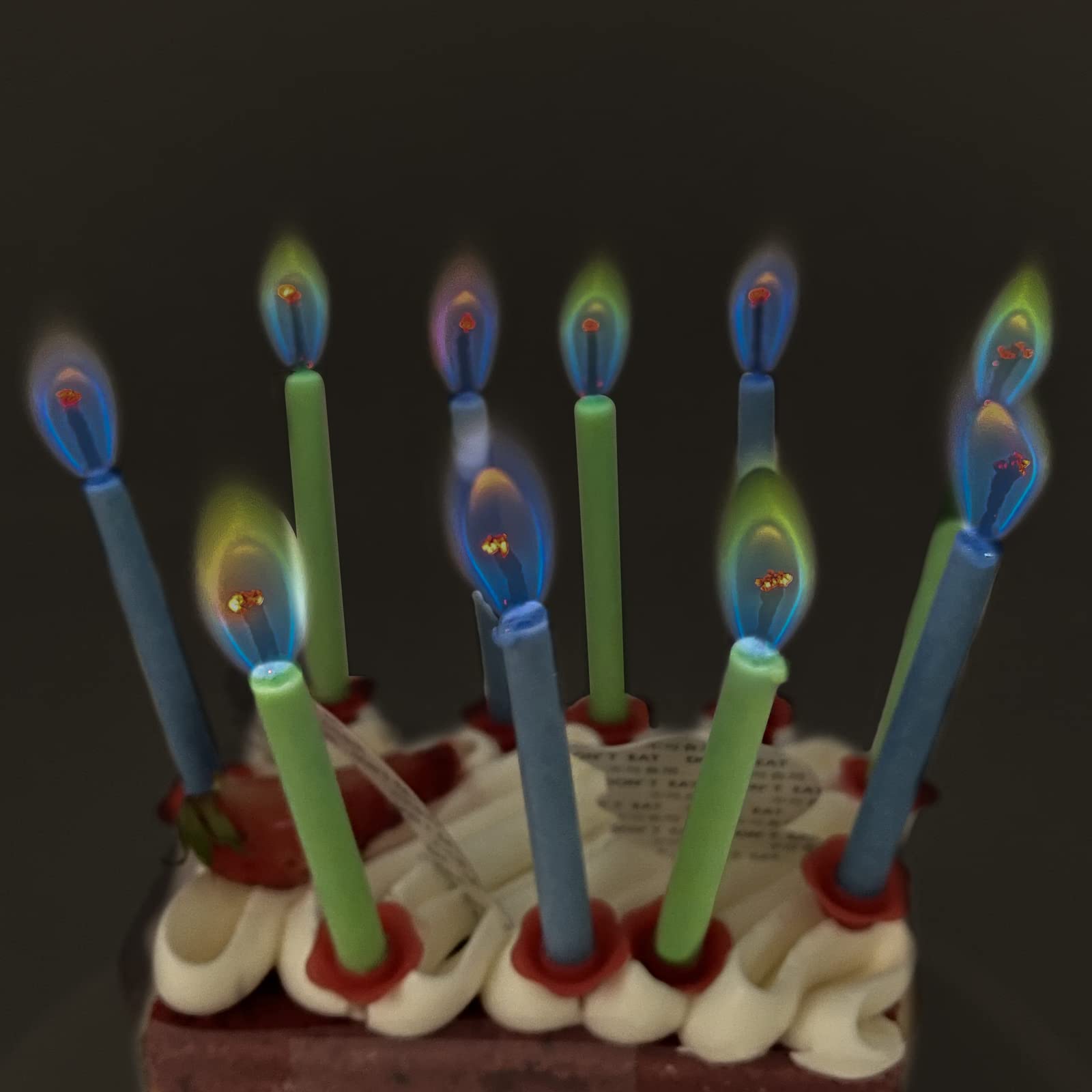 Angel Flames Birthday Candles with Cold Color Flames Happy Birthday Candles for Boys (Blue and Green Flames, 12 per Box, Holders Included)