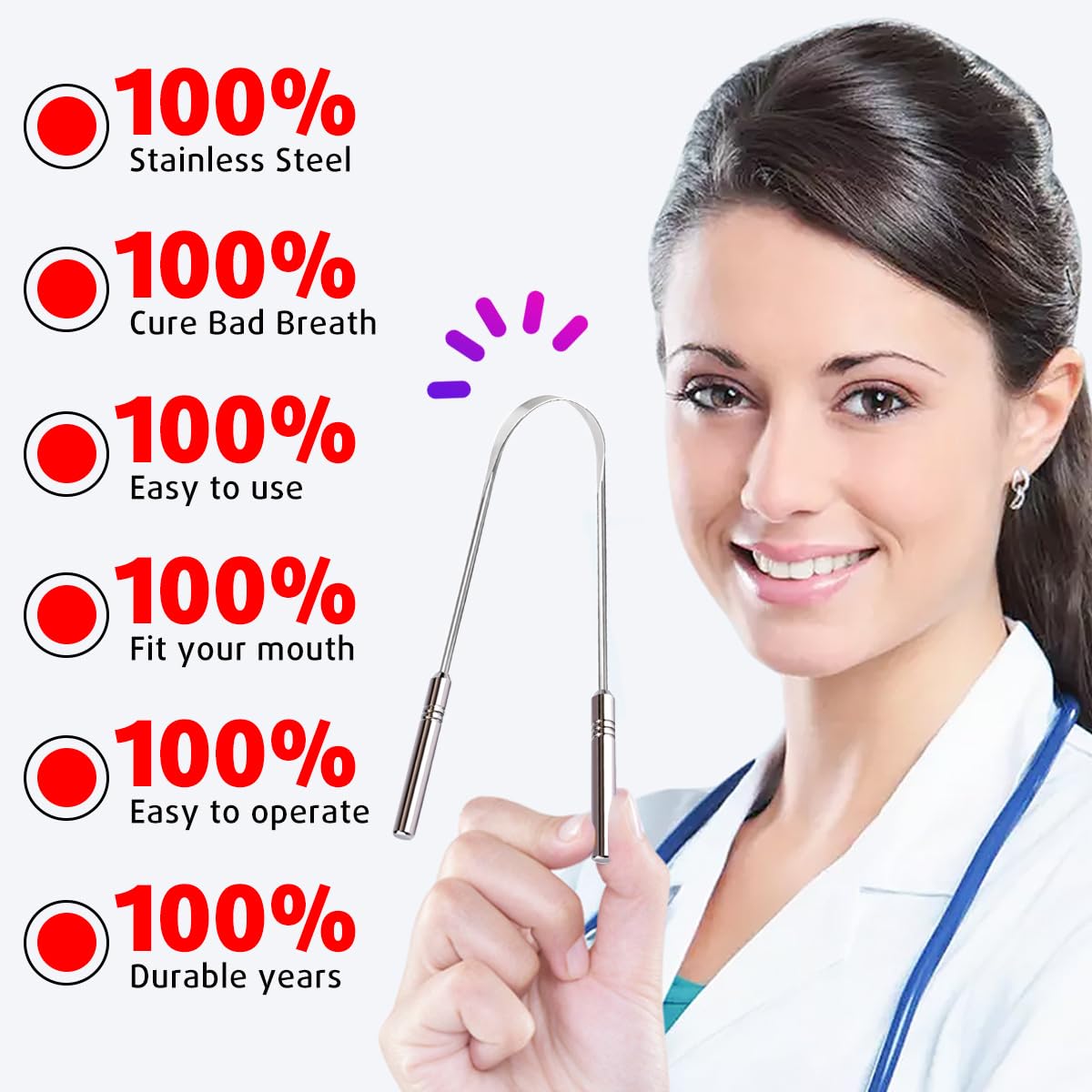 Tongue Scraper, Effective Tongue Cleaner 2 Pack Surgical Stainless Steel Rustproof Tongue Scrapers Reusable Lifetime Dental Scraper with Handy Carrying Store Case - New