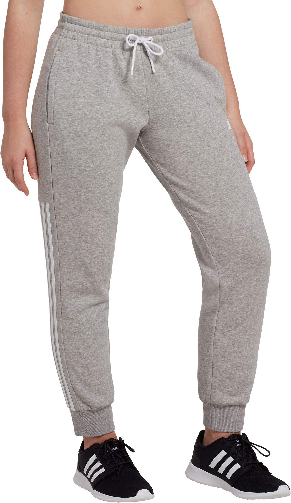 adidas Women's Post Game Solid 3-Stripe Jogger Pants (MGH/White, Medium)