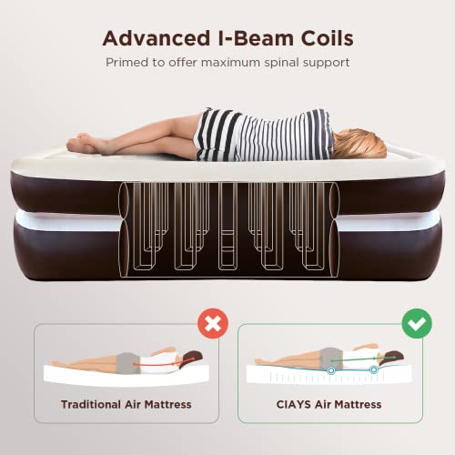 Ciays Camping Air Mattress Leak Proof Airbed with USB Rechargeable Pump Queen Air Mattress with Carrying Bag for Home Camping SUV Truck RV Tent
