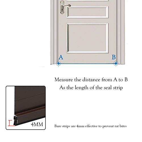 BAINING Metal Door Draft Stopper 2 Pack, 36 Inch Under Door Sweep Garage Door Bottom Seal Strip Noise Blocker, Aluminium Sweeps Anti Mouse Bite, Brown