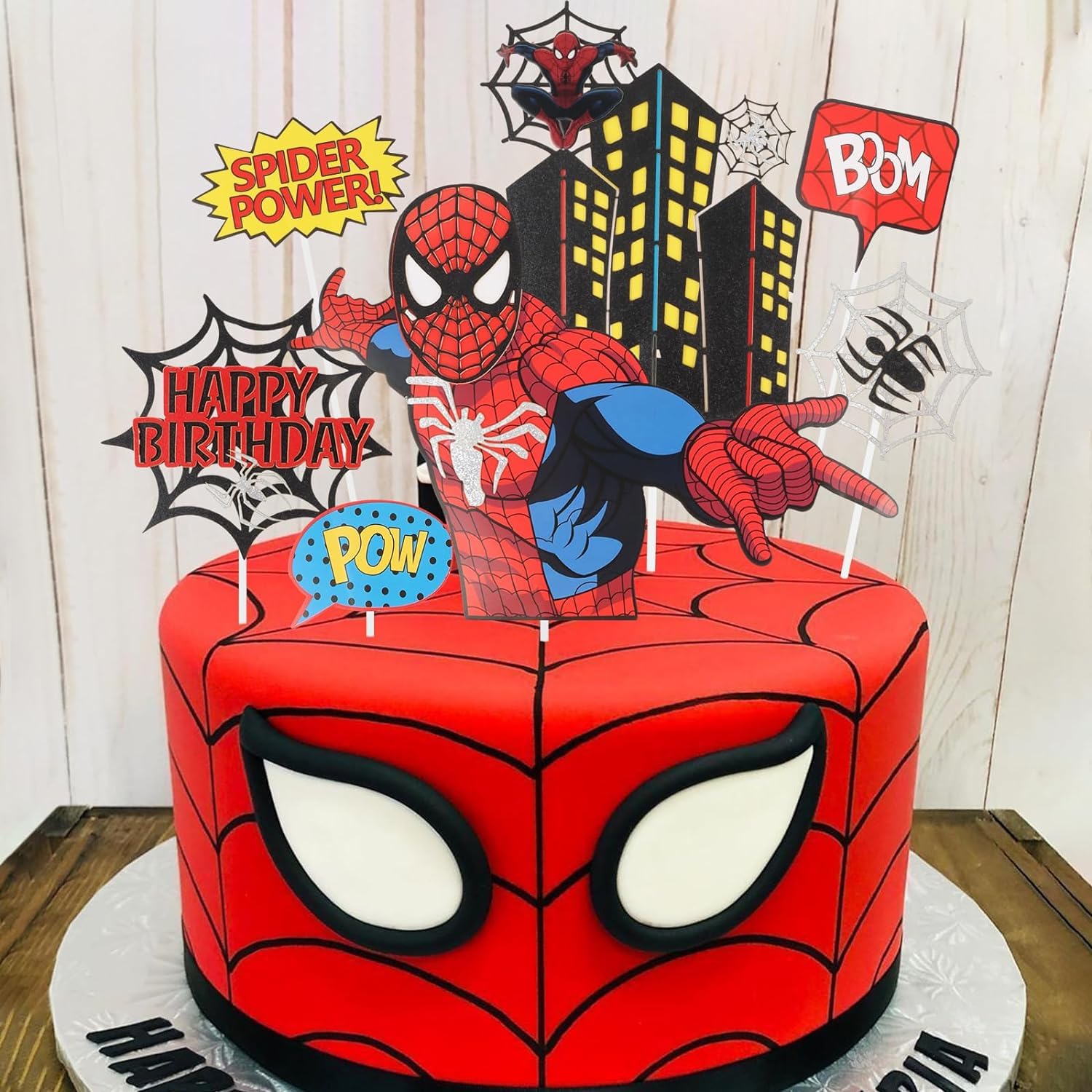 7 Pcs Red Spider Cake Topper Cupcake Toppers Cake Decorations Birthday Party Supplies Toppers for Children
