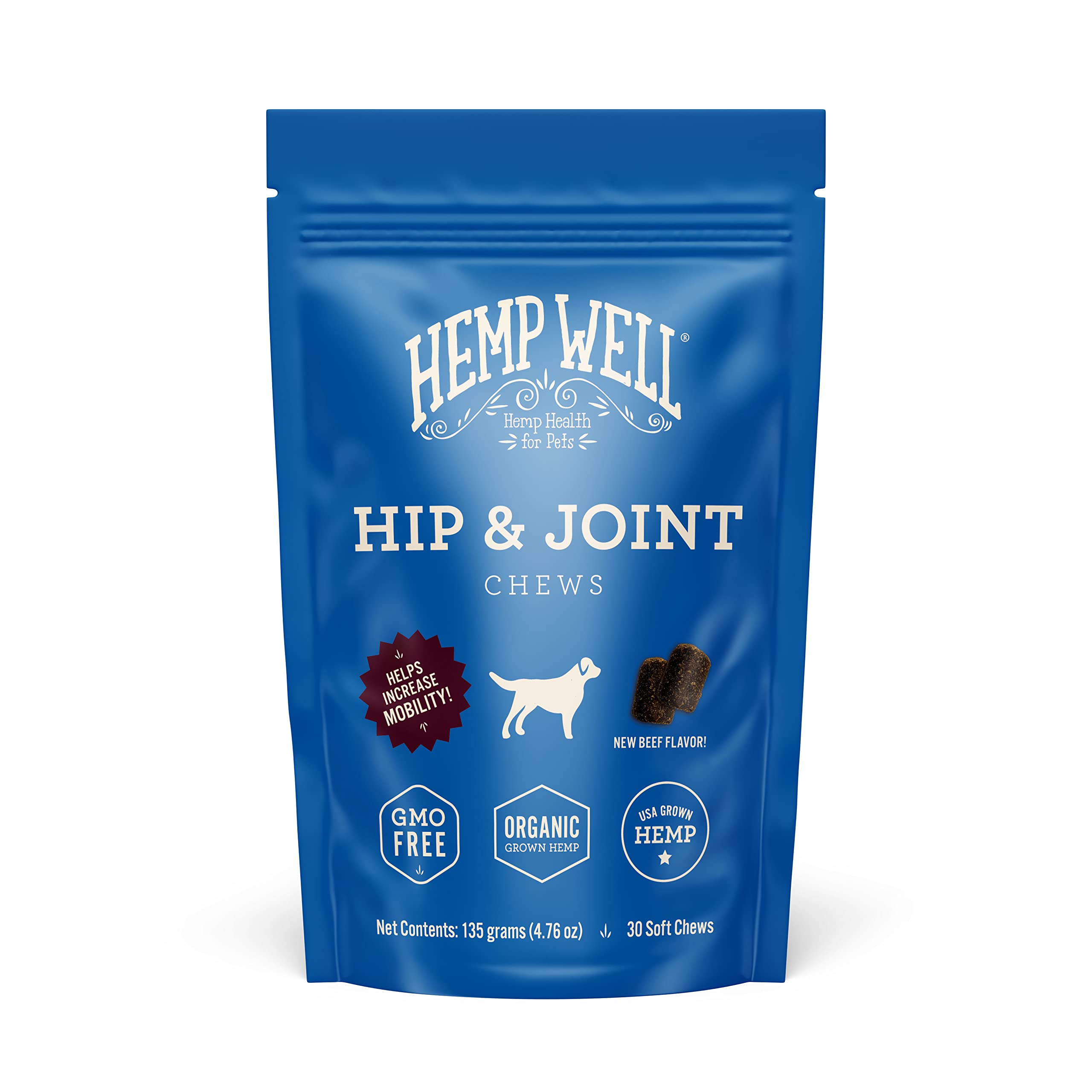 Hemp Well Hip and Joint Soft Chews ā Best Joint Supplement for Dogs, Organically Sourced with Hemp, Glucosamine, Chondroitin and Breed Dogs, 30 Count