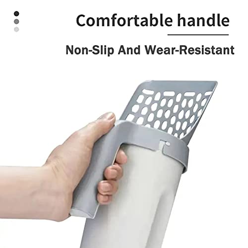 Cat Litter Scoop with Bag Holder, Integrated Detachable Deep Cat Litter Shovel with Poop Sifting and 120 Litter Bags