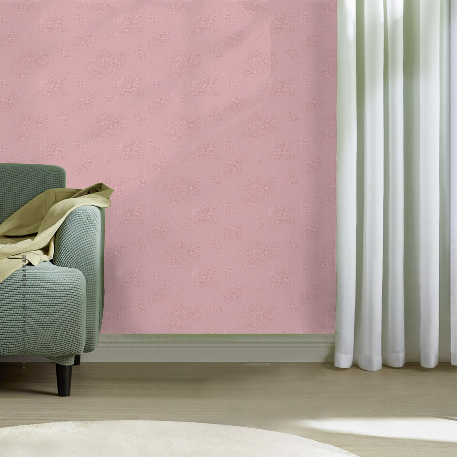 Anmon Pink Contact Paper 17.7''x118'', Peel and Stick Wallpaper Modern Self Adhesive Pink Wall Paper, Removable Renter Friendly Textured Pink Wall Paper for Wall,Cabinets, Drawers Home Decor